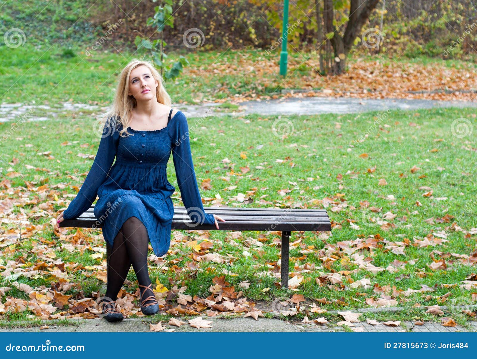 Girl on a Bench in the Park Stock Image - Image of beautiful, fashion ...