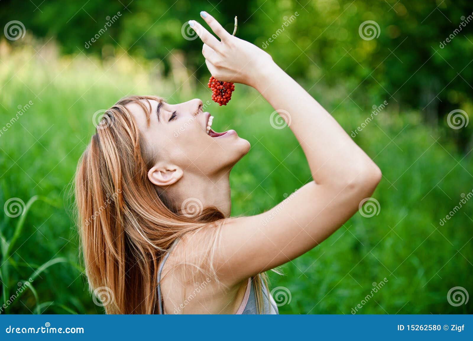 Girl with berries stock photo. Image of cute, green, girl - 15262580