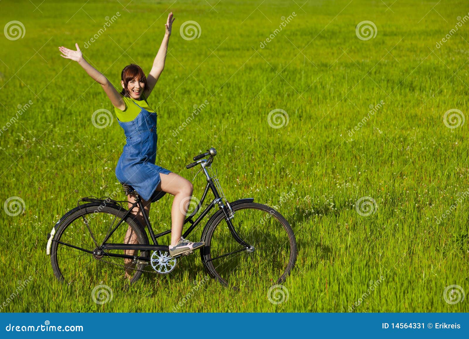 Girl with a bicycle stock image. Image of enjoying, cute - 14564331