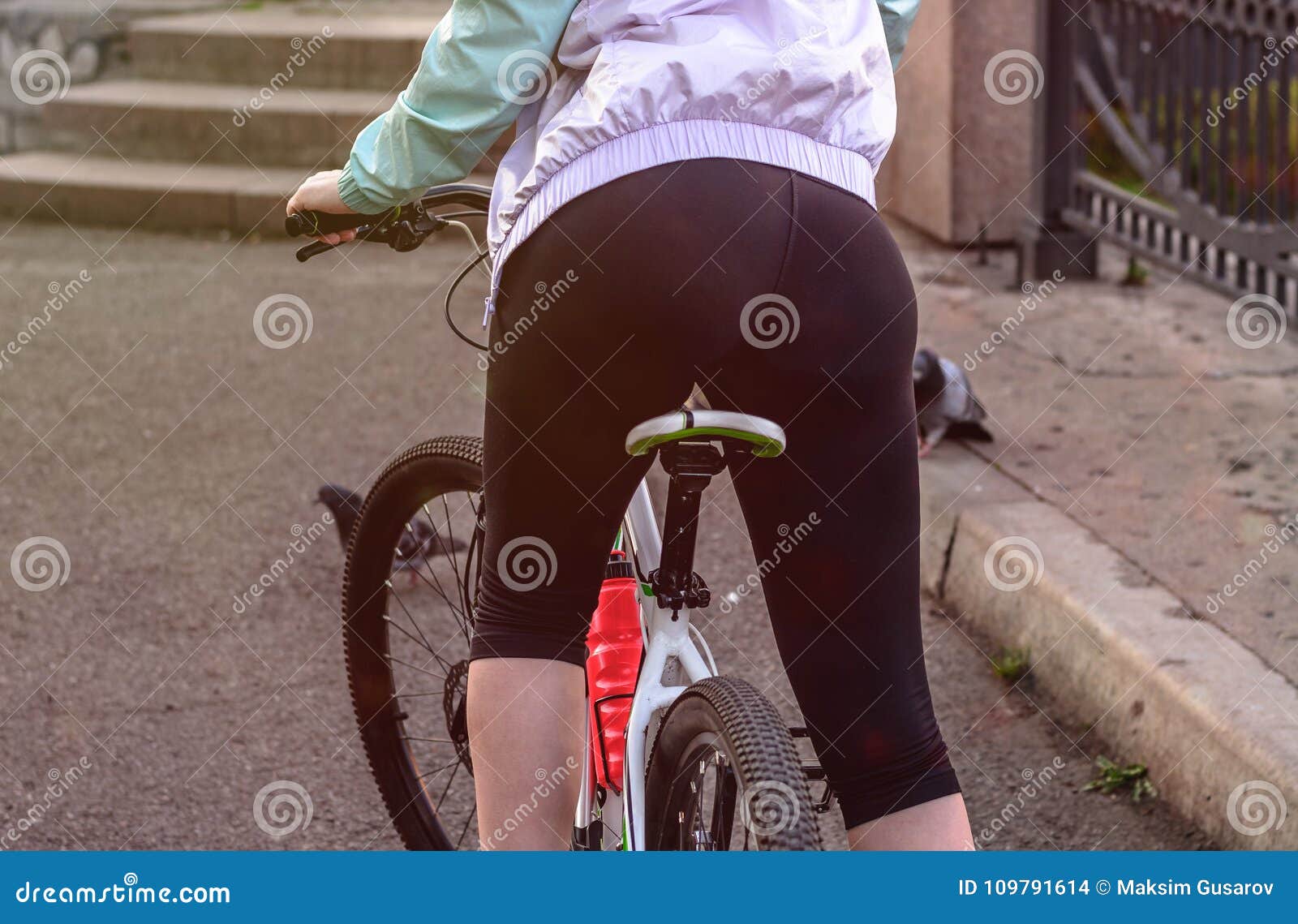 Girl with a Bicycle Backside Close-up Stock Photo - Image of beautiful ...