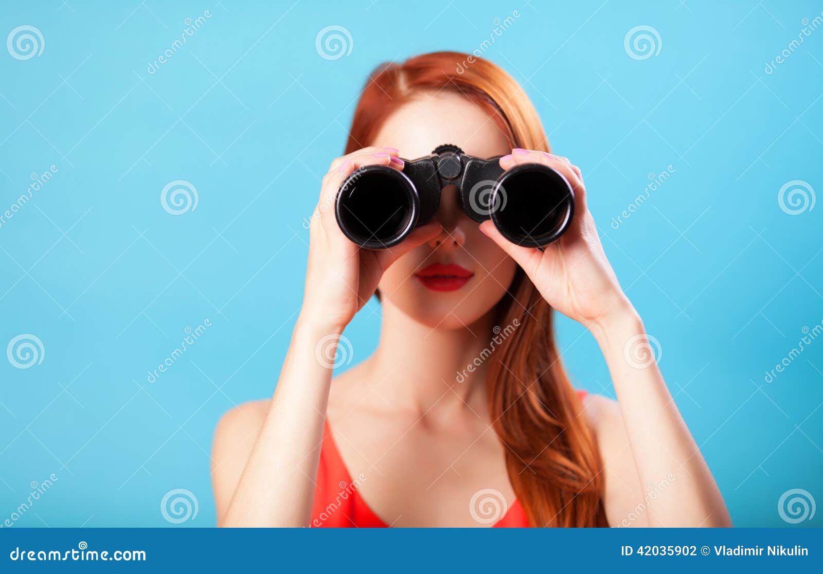 Girl with binocular stock photo. Image of single, binoculars - 42035902