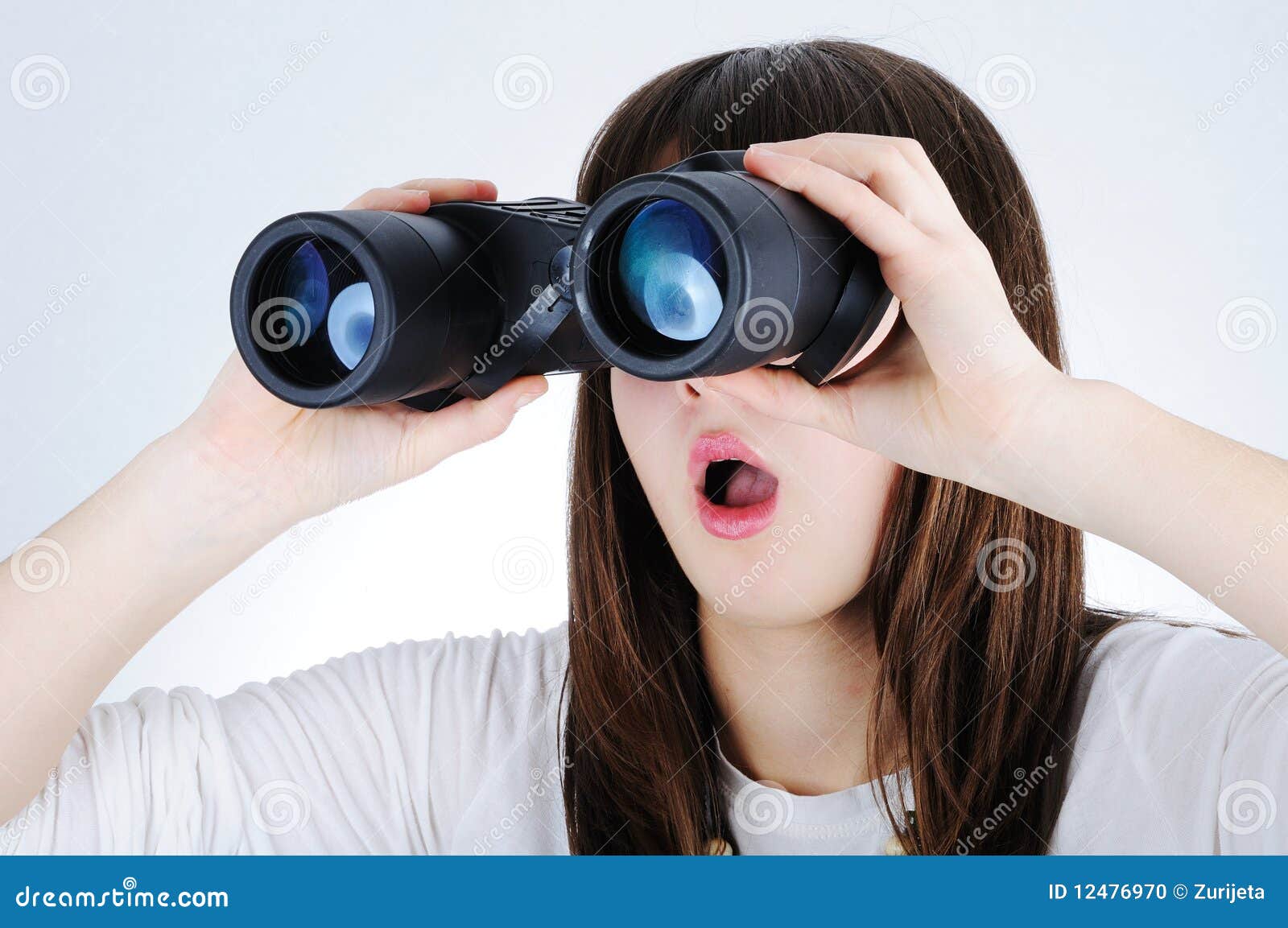 Girl with binoculars stock photo. Image of person, entrepreneur - 12476970