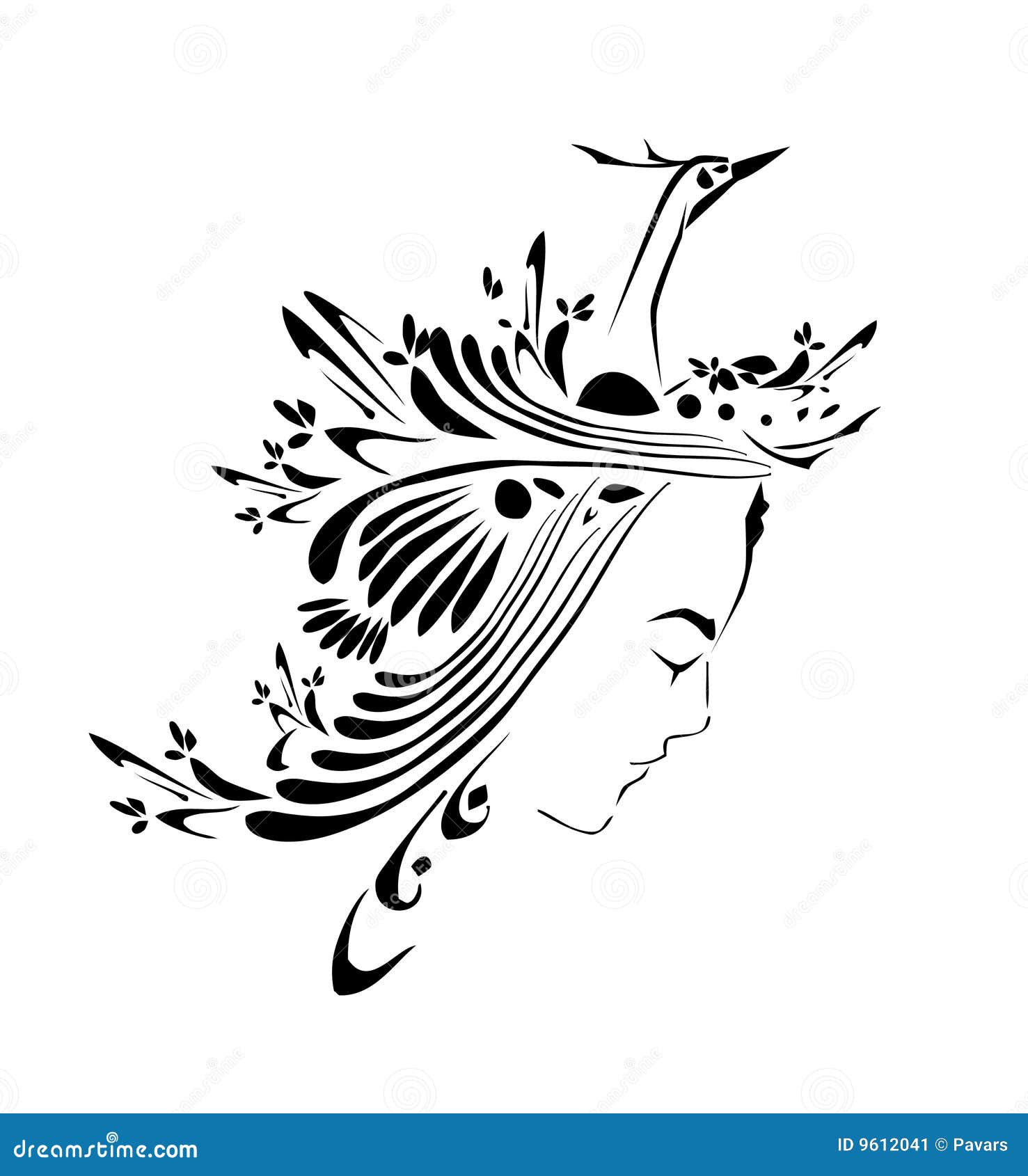 Girl and bird design stock vector. Illustration of graphic - 9612041