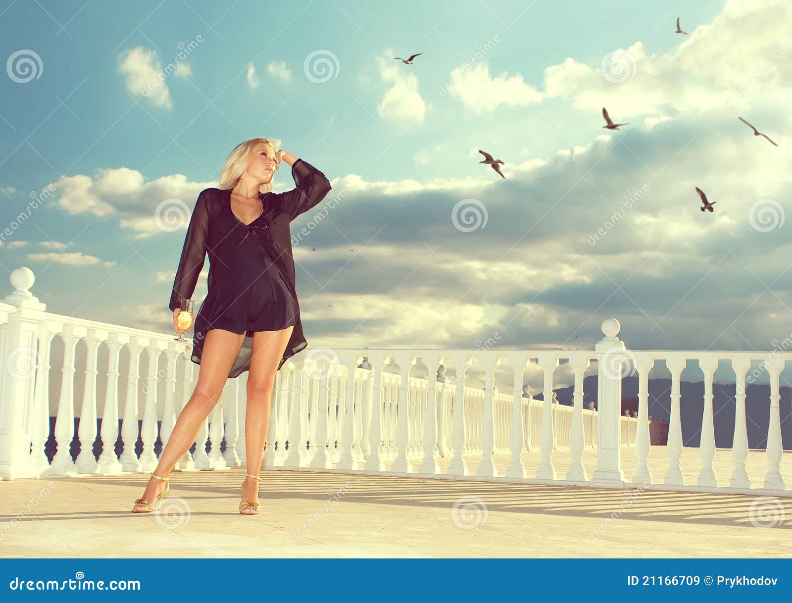 The girl and birds stock image. Image of blonde, flirtation - 21166709