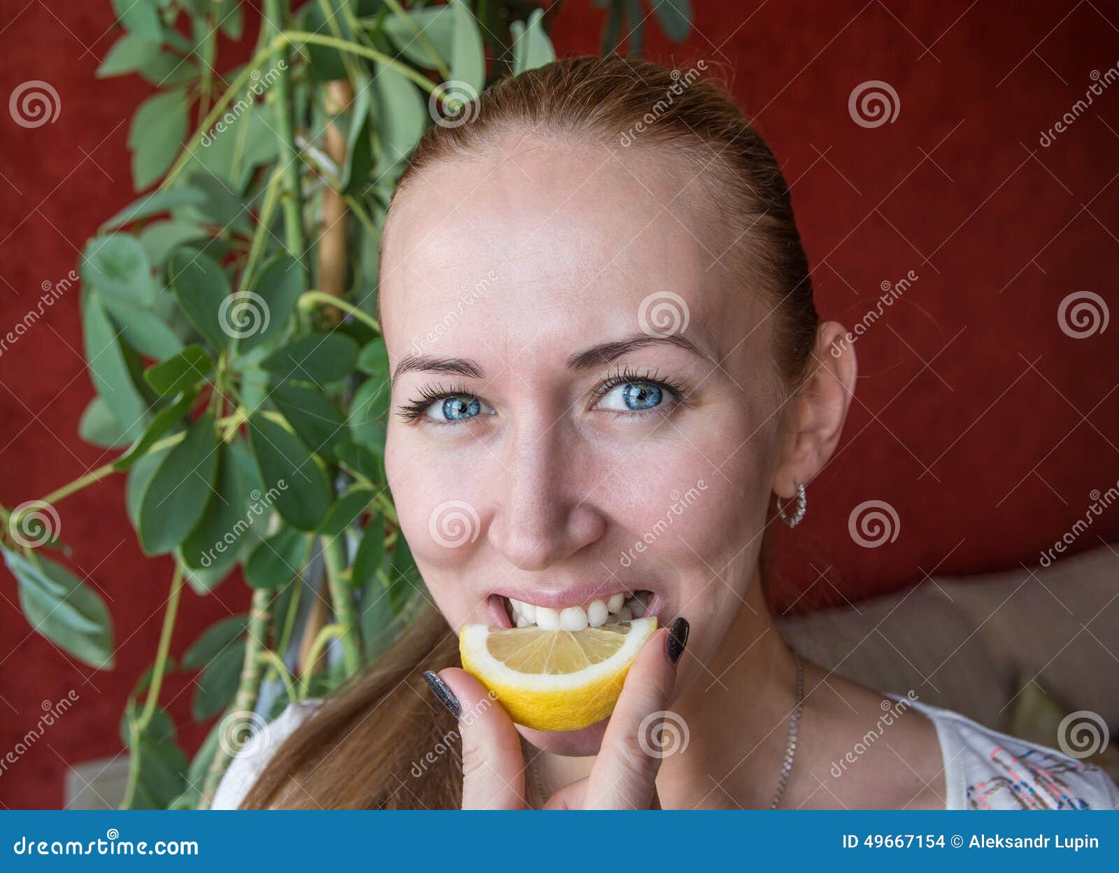 Girl bit lemon stock photo. Image of woman, girl, fresh - 49667154