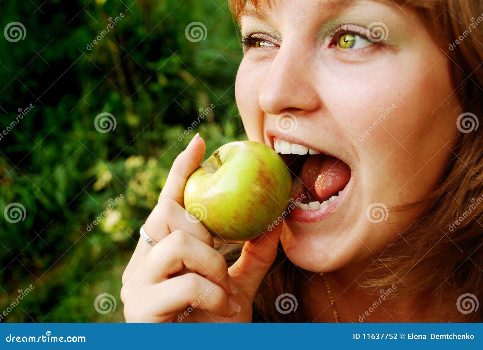 Girl bitten apple stock photo. Image of face, kiss, fruit - 11637752