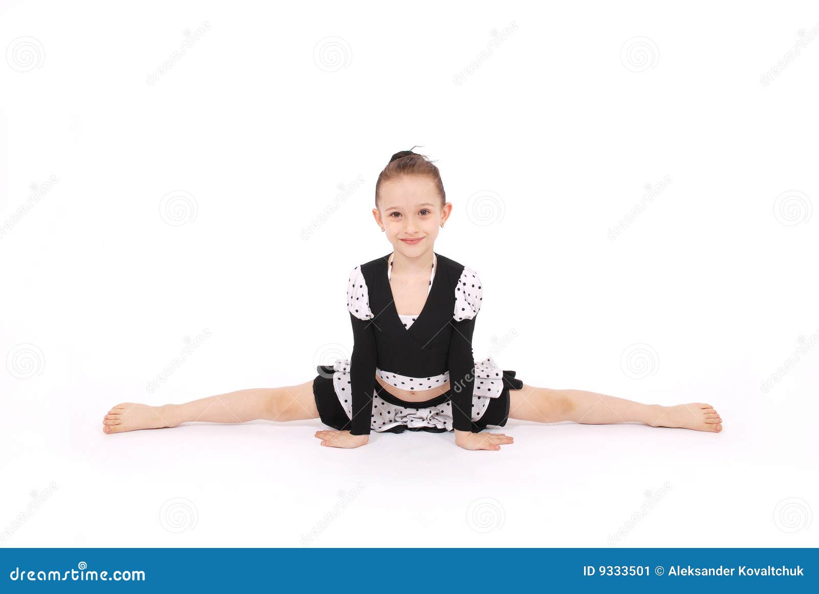 Girl in Black Dress Doing Splits Stock Image - Image of studio, black ...
