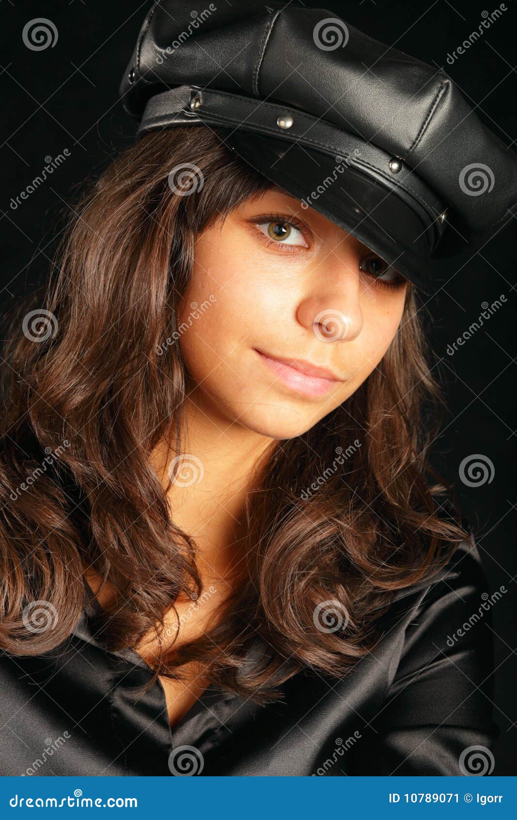 Girl in black hat stock image. Image of hair, adult, portrait - 10789071