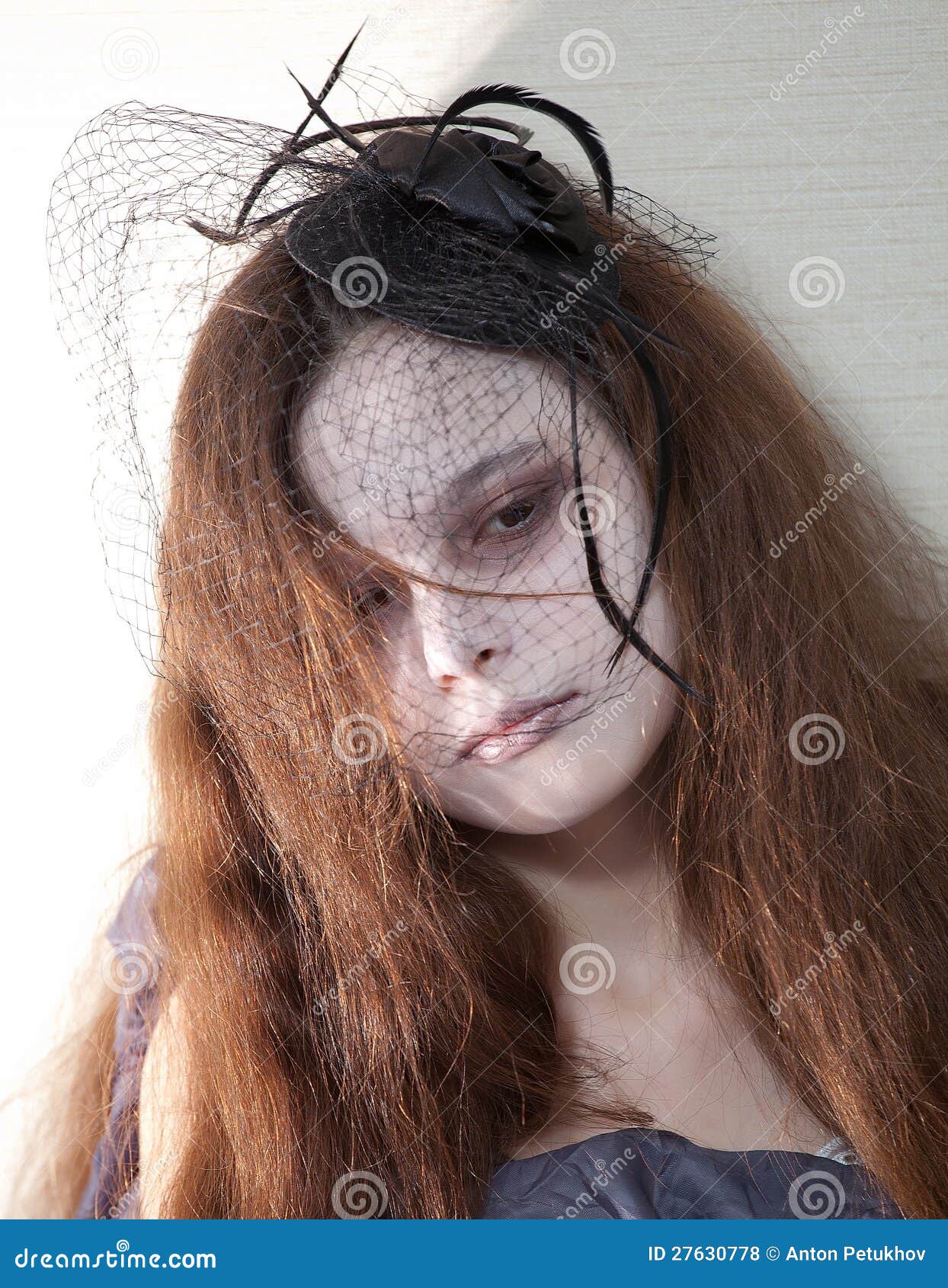 Girl with Black Lace Over Face Stock Photo - Image of single, female ...