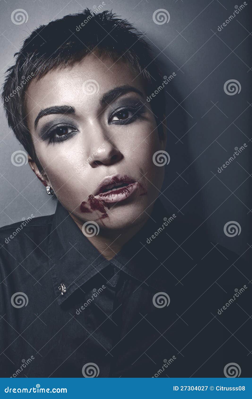 Girl with a bloody lip stock image. Image of look, celebrating - 27304027