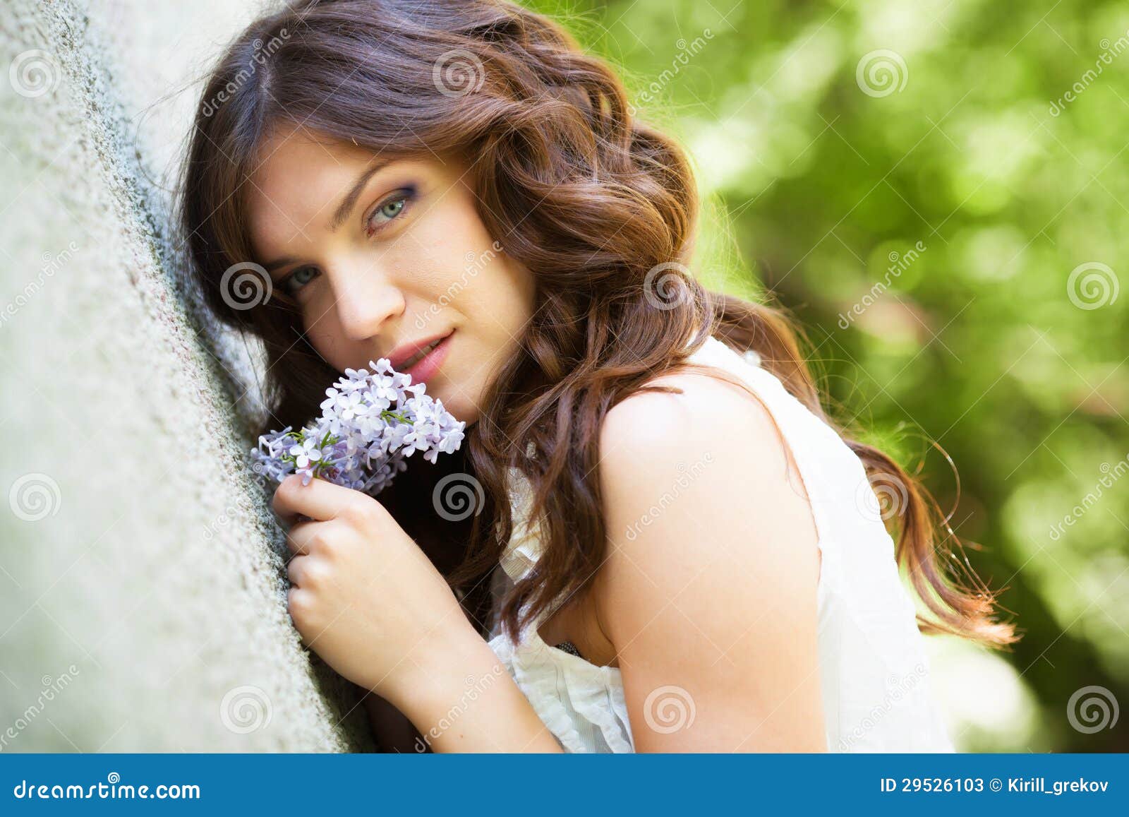 Girl in blooming garden stock image. Image of people - 29526103