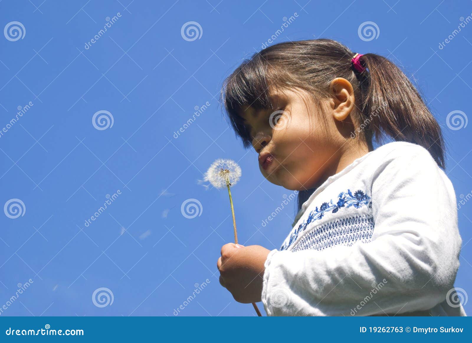 Girl blowing dandelion stock image. Image of colourful - 19262763