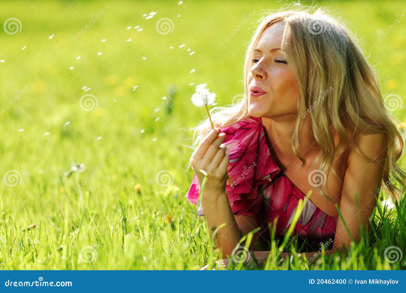 Girl Blowing on a Dandelion Stock Photo - Image of natural, cheerful ...