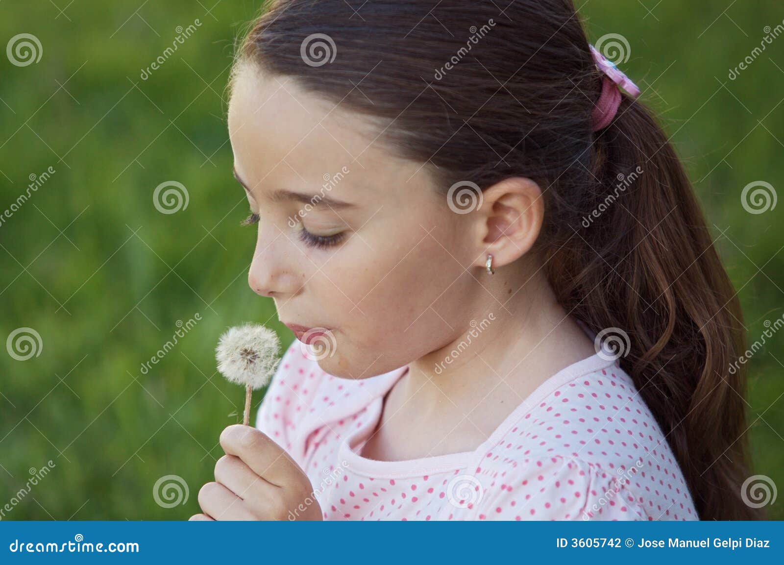 Girl blowing dandelion stock photo. Image of irresistible - 3605742