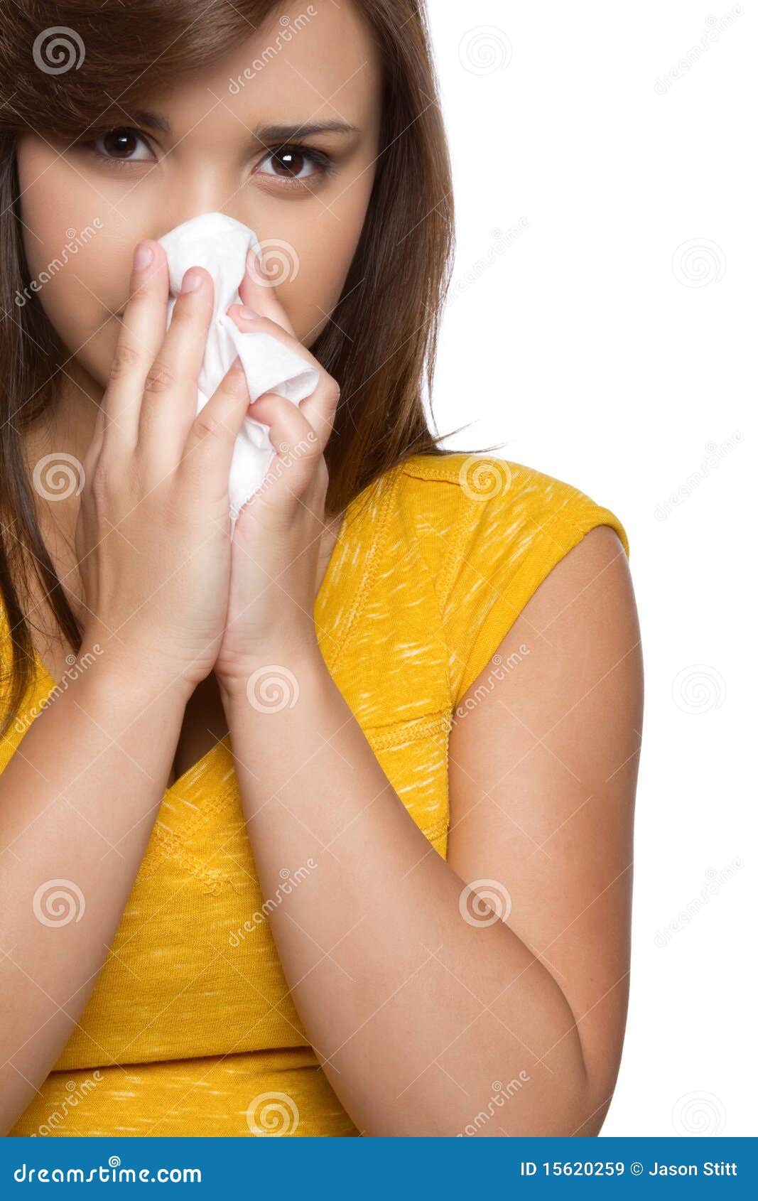Girl Blowing Nose stock image. Image of sick, nose, adult - 15620259