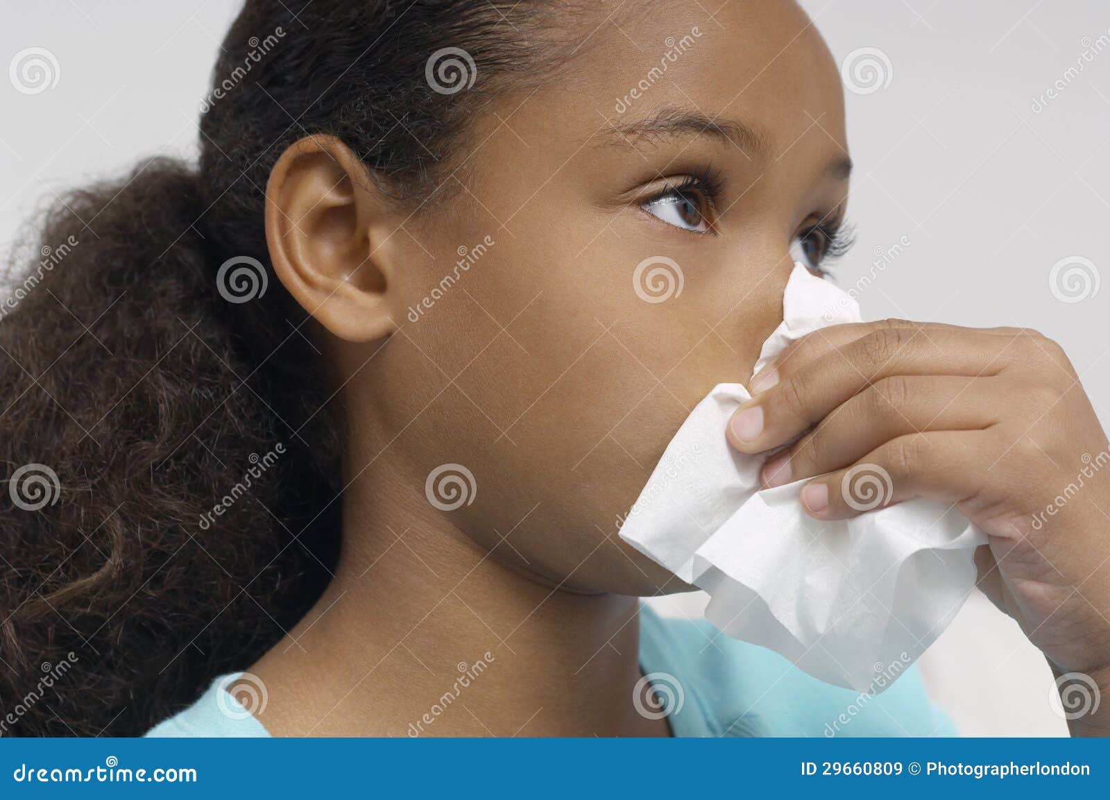 Girl Blowing Nose stock image. Image of background, closeup - 29660809
