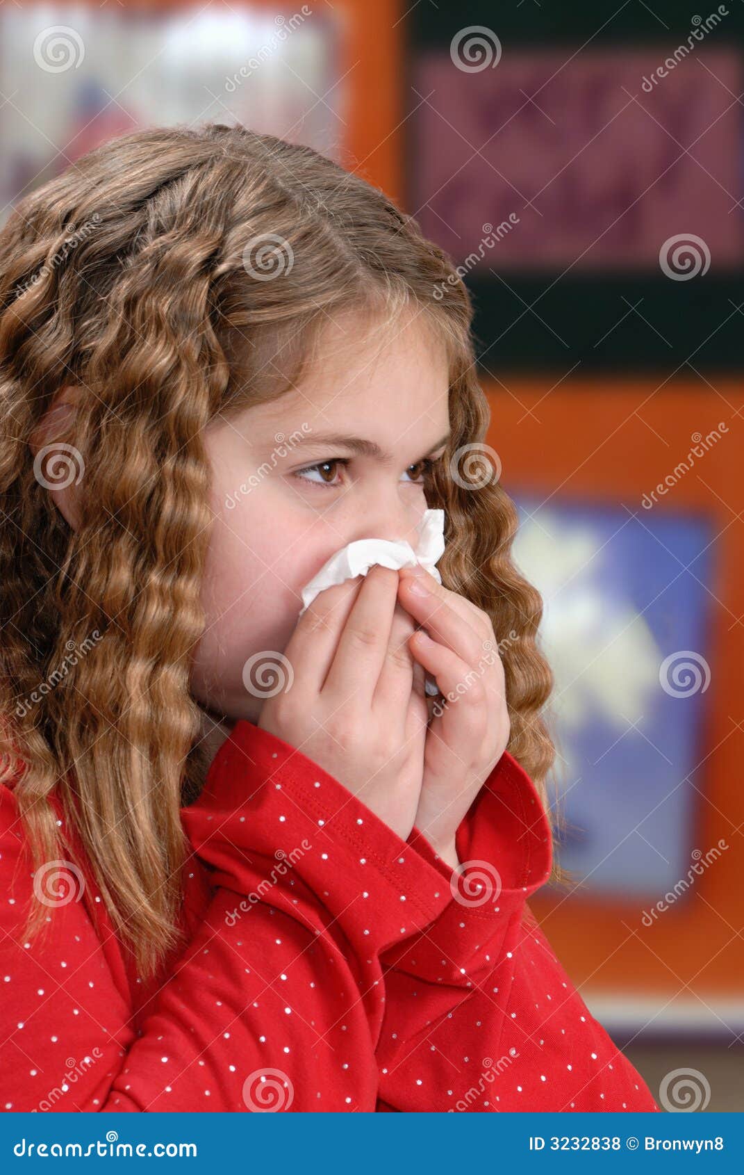 Girl Blowing Nose stock photo. Image of blowing, cold - 3232838