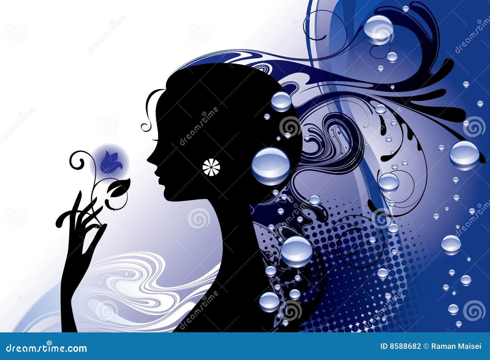 Girl in blue stock vector. Illustration of model, female - 8588682