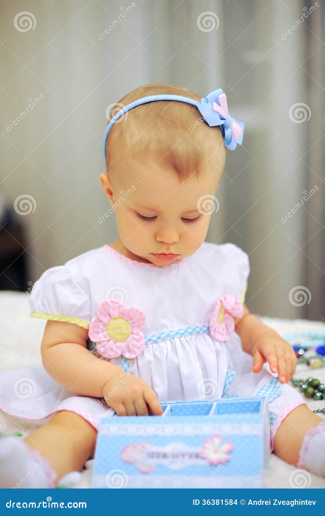 Girl with Blue Box stock photo. Image of gift, female - 36381584