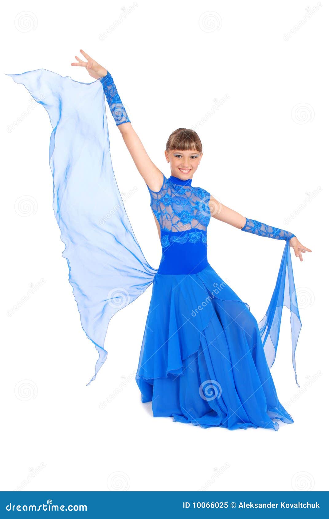 Girl in Blue Dress Posing in Studio Stock Image - Image of expression ...