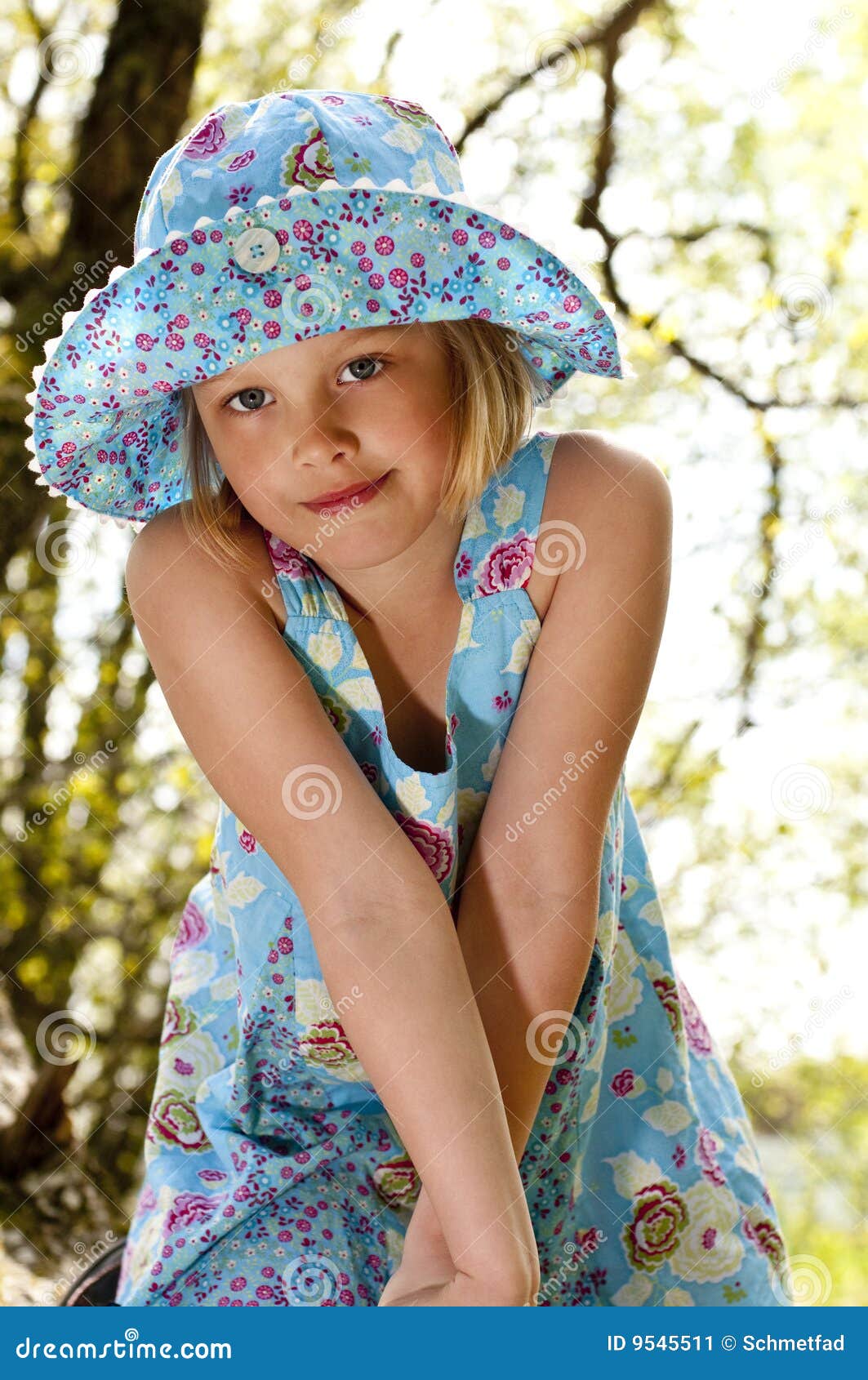 Girl With Blue Dress In The Woods Stock Image Image Of Young Beauty 9545511