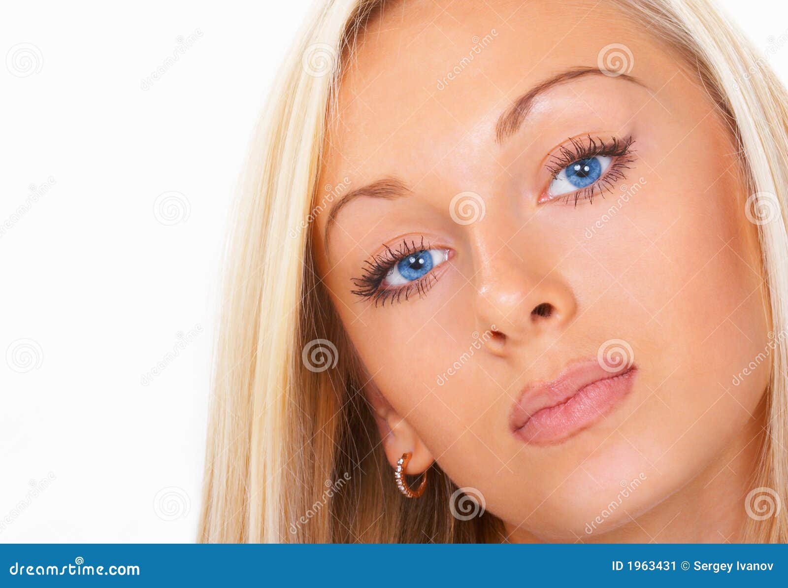 The girl with blue eyes stock image. Image of emotion - 1963431