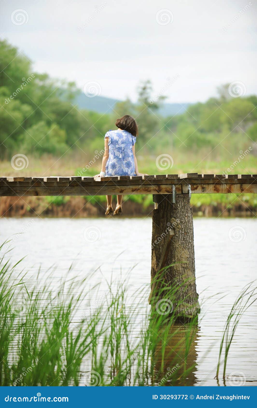 Girl Sitting on Bridge stock photo. Image of cheerful - 30293772
