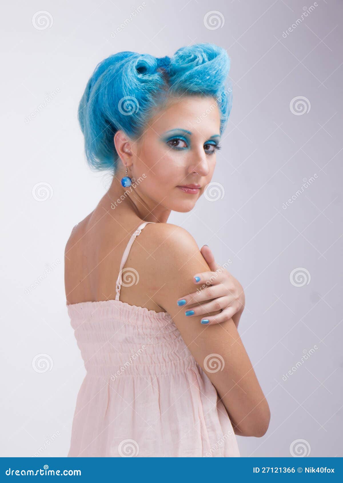Girl with blue hair stock photo. Image of model, hair - 27121366