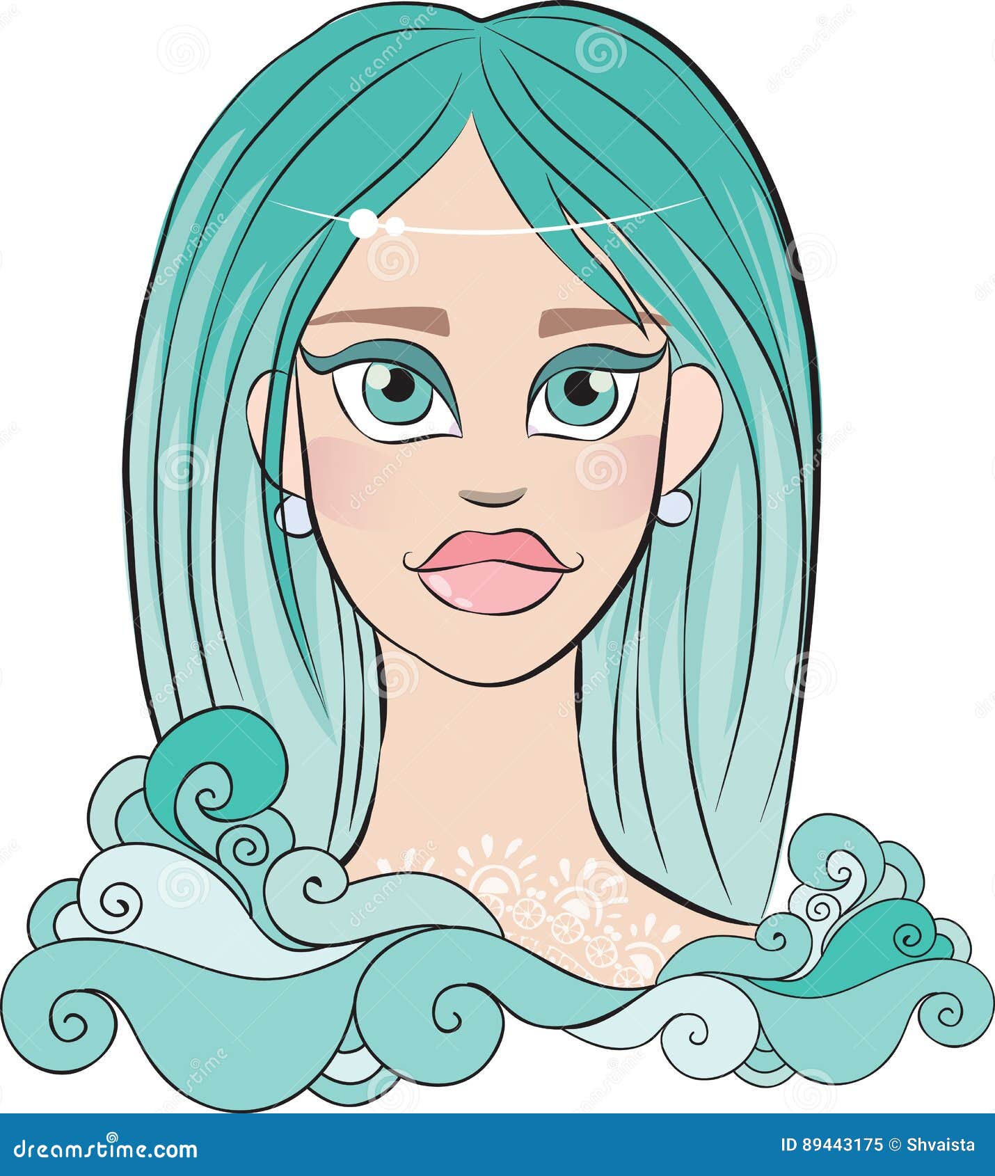 Girl With Blue Hair Stock Vector Illustration Of Cartoon 89443175