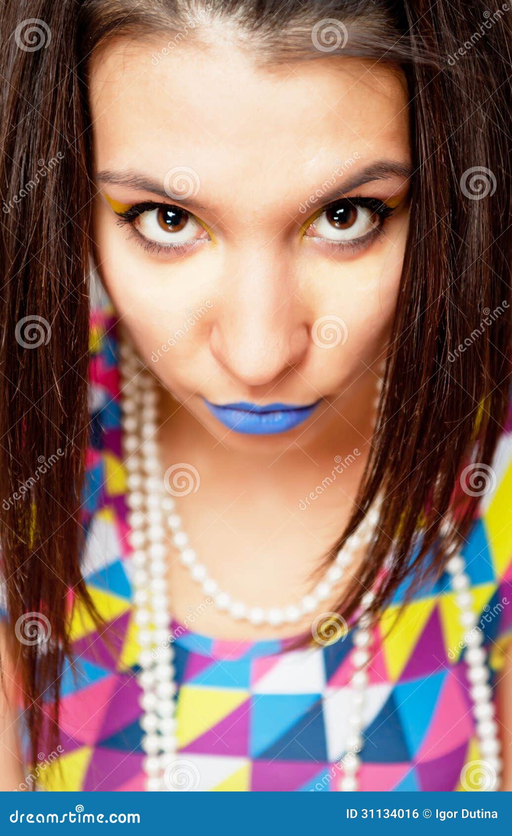 Girl with blue lips stock photo. Image of blue, photograph - 31134016