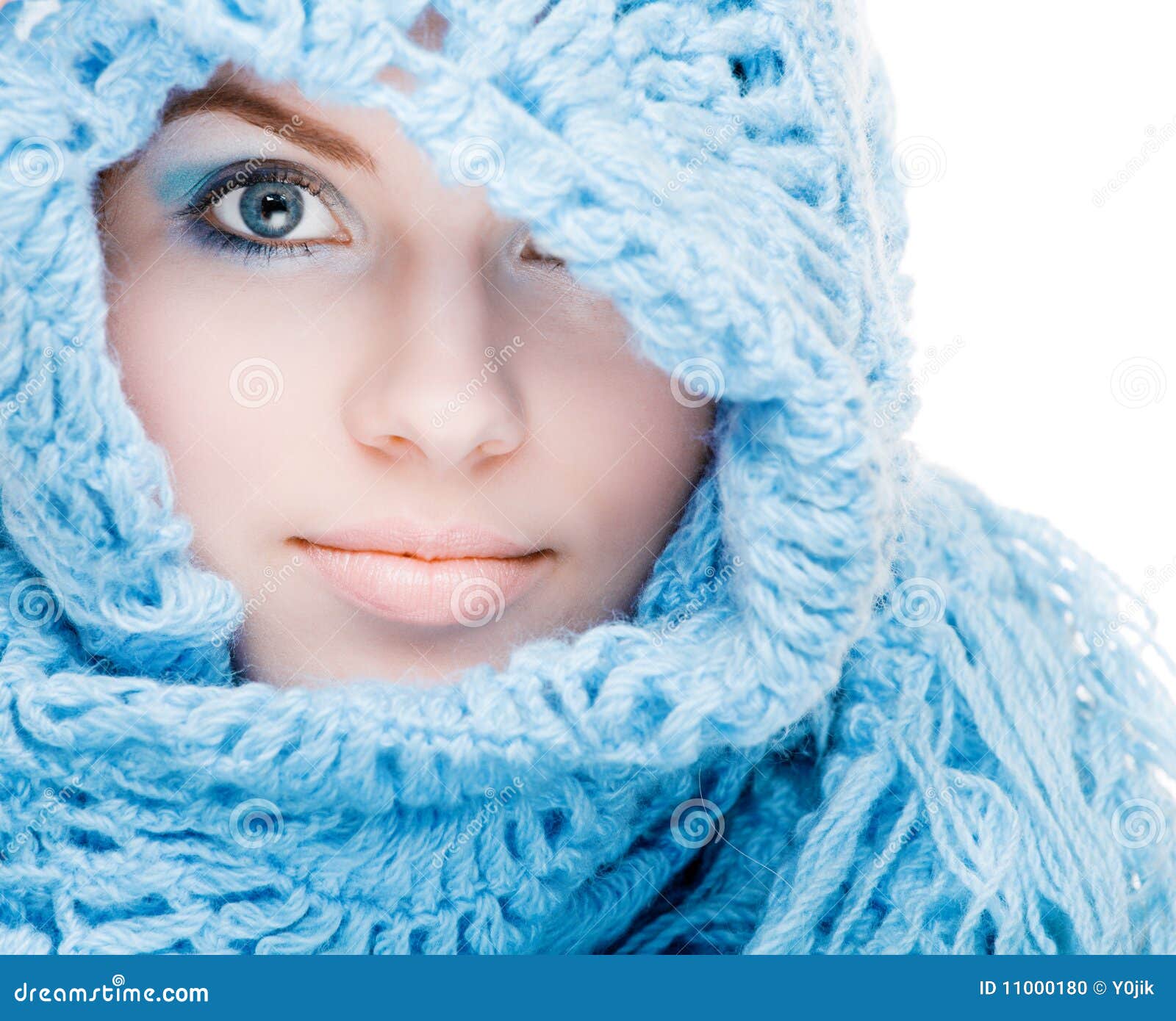 Girl in a blue scarf stock photo. Image of girl, look - 11000180