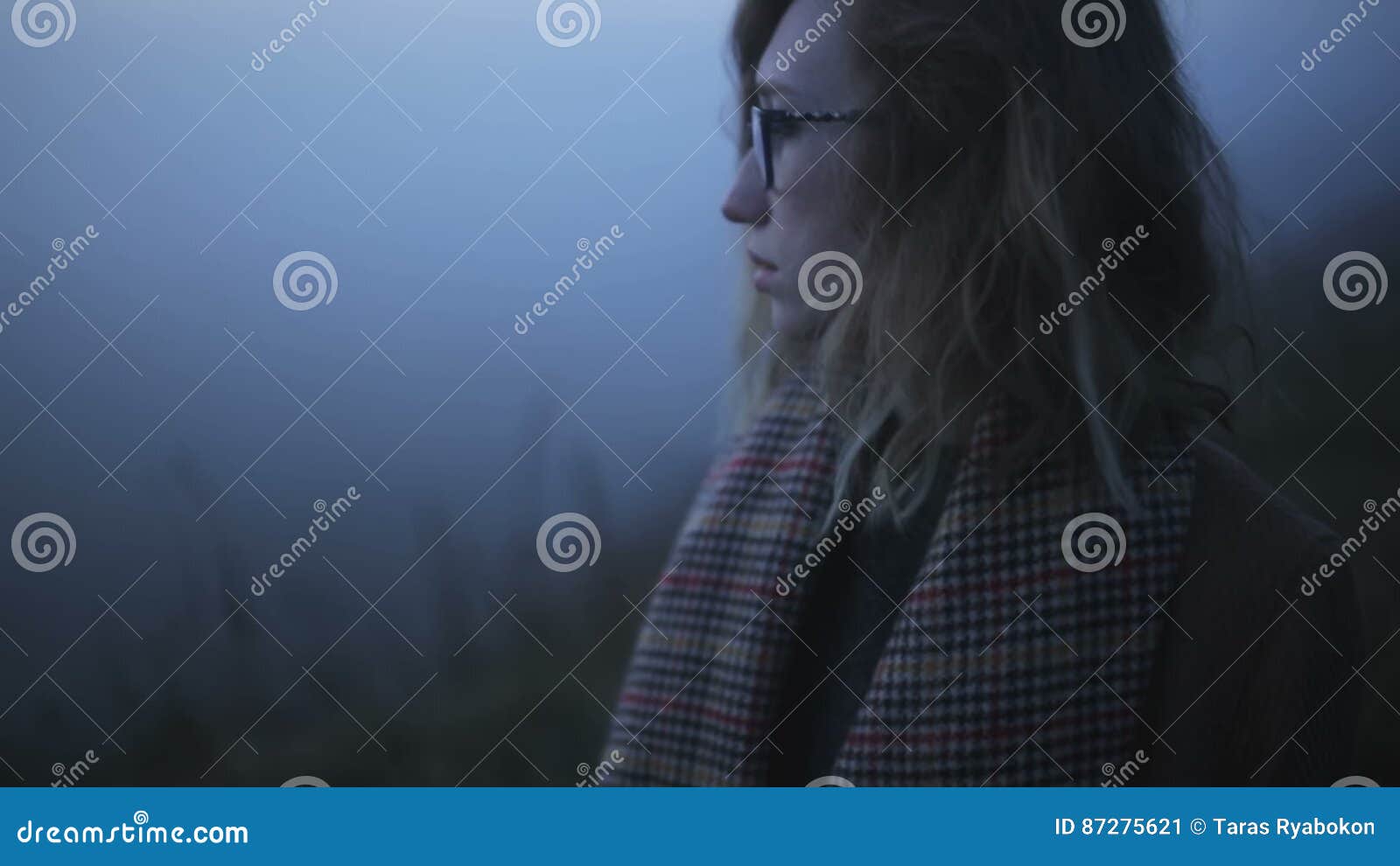 Girl in a Blue Thick Fog is Sad Stock Video - Video of concept, love ...