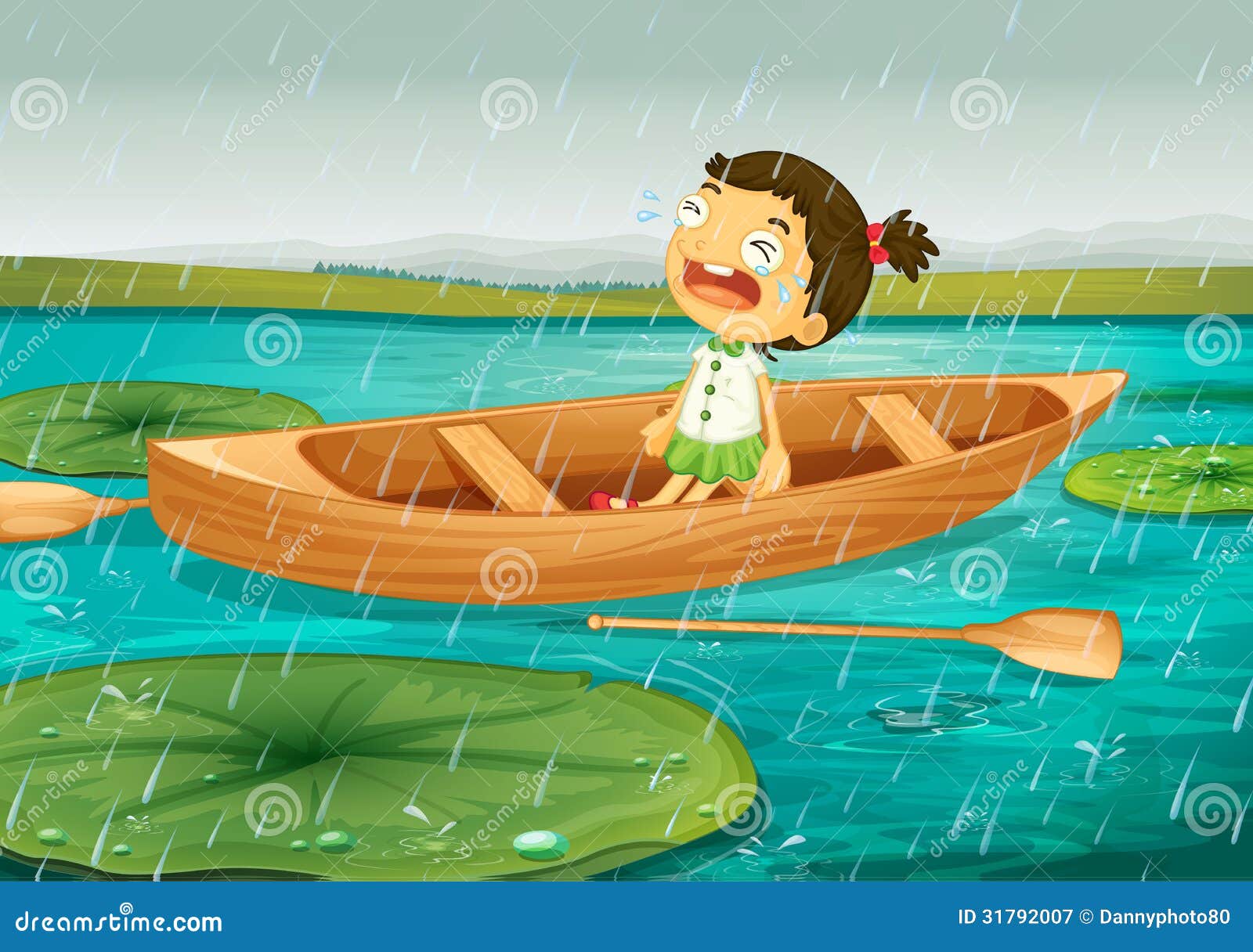 Girl Row Boat Clipart