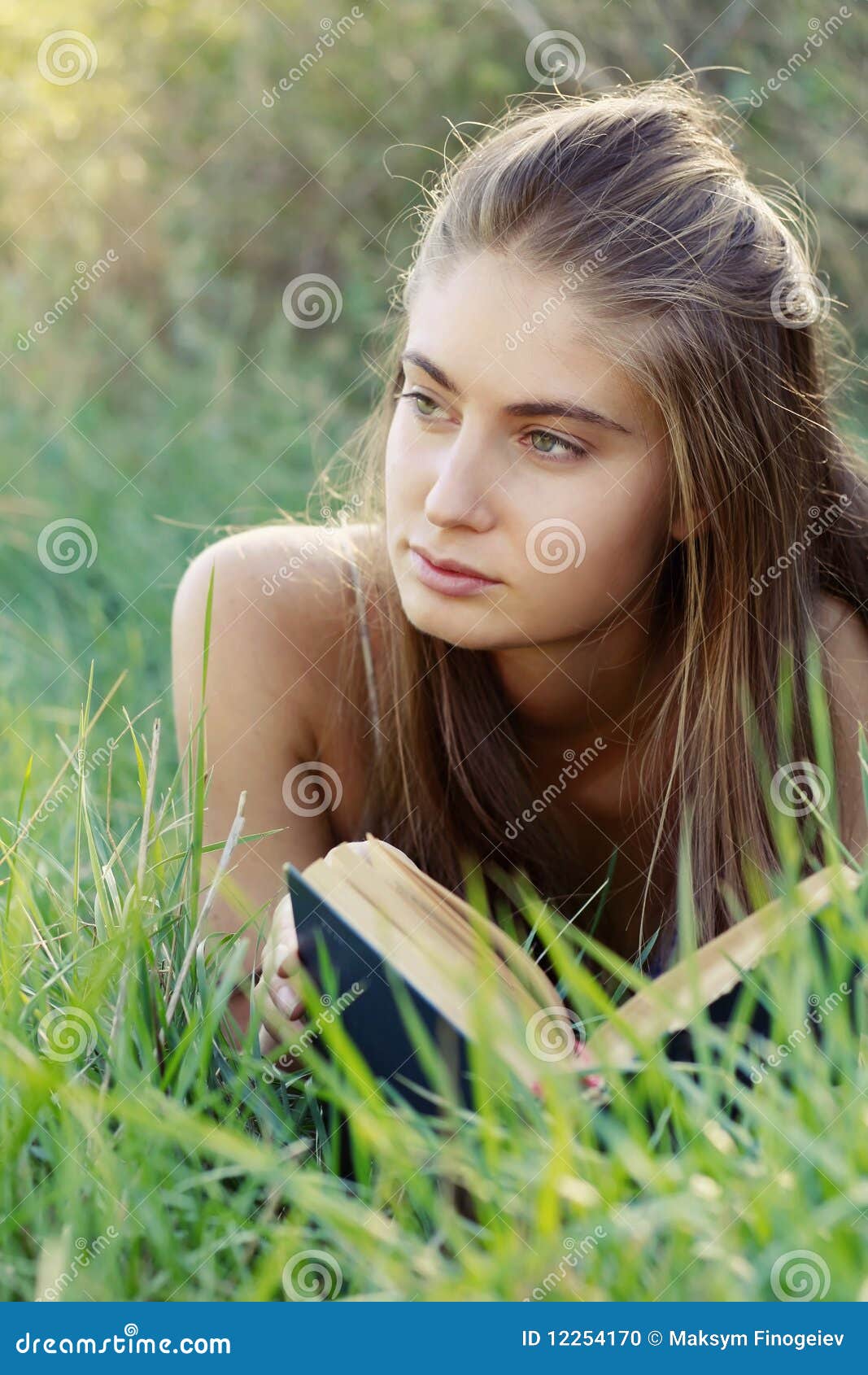 Girl with book stock photo. Image of dream, hairs, reading - 12254170