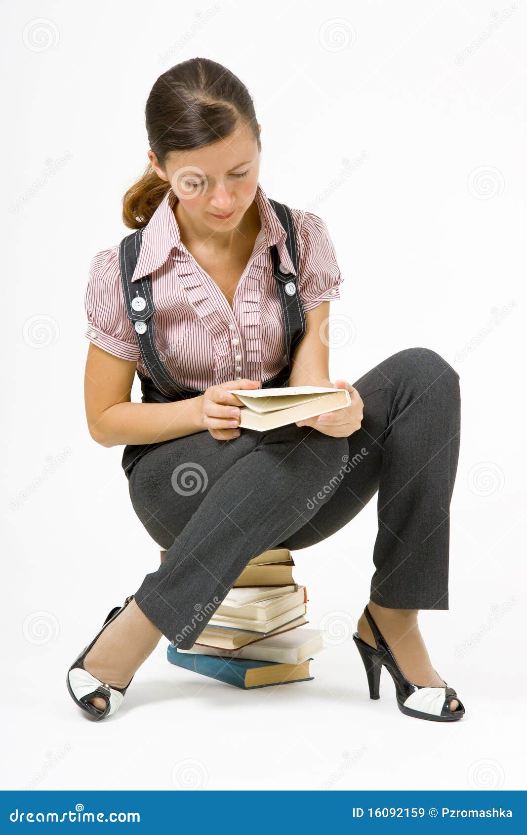 Girl with a book stock image. Image of face, model, front - 16092159