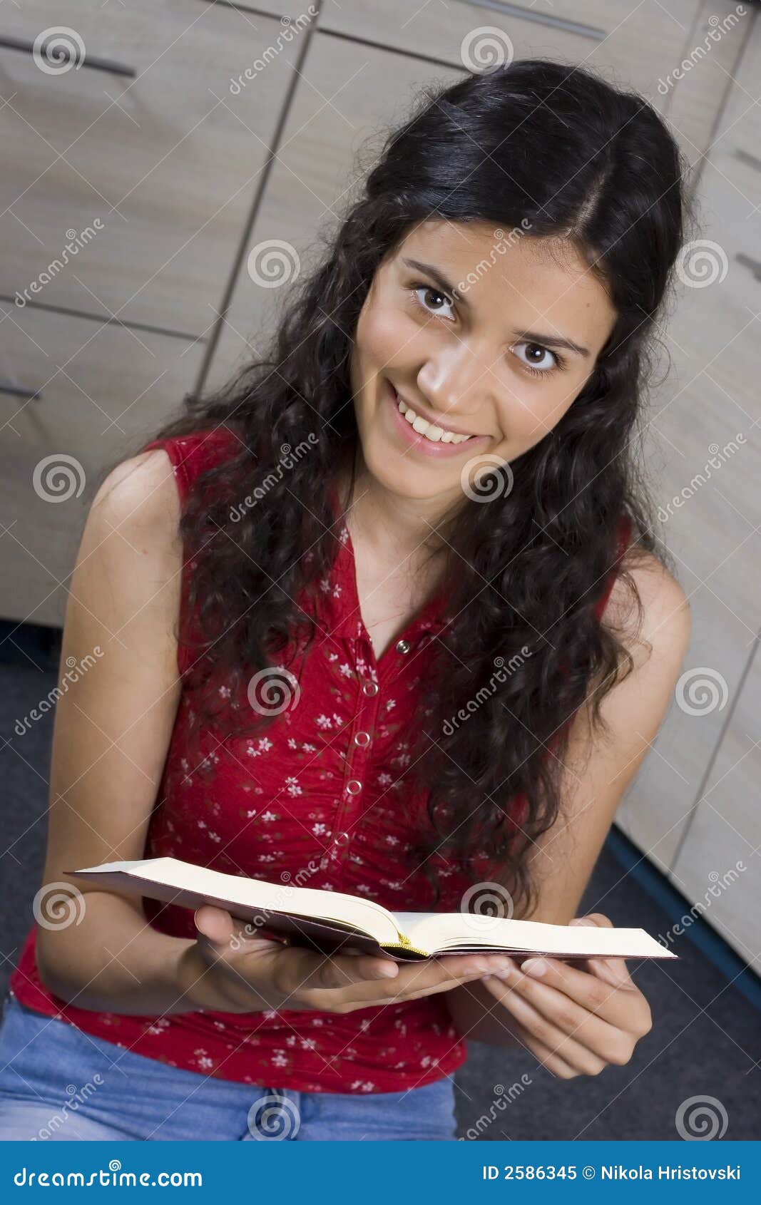Girl with book stock image. Image of lesson, library, female - 2586345