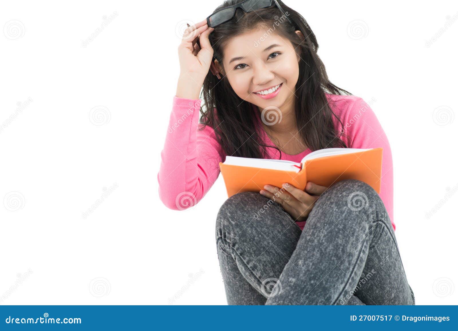 Girl with a book stock image. Image of cheerful, learning - 27007517