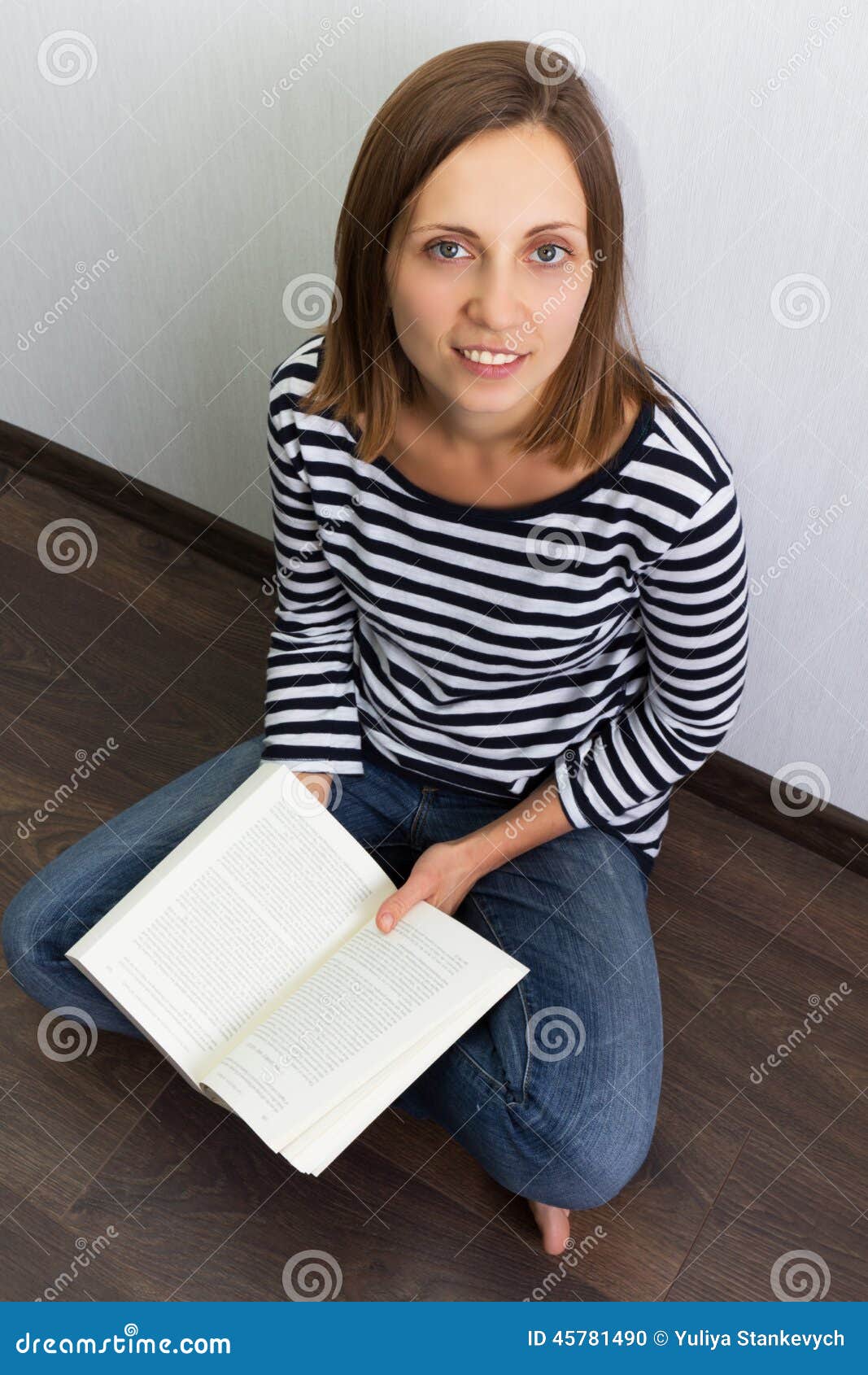 Girl with a book stock photo. Image of shirt, thinking - 45781490