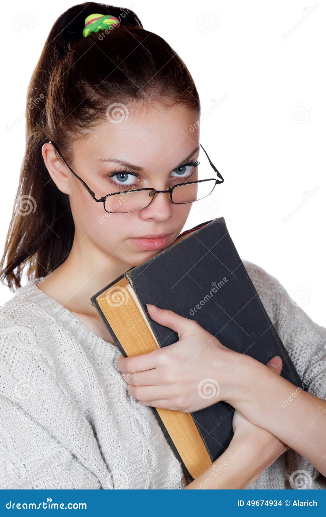 Girl with the Book Isolated on a White Stock Photo - Image of color ...