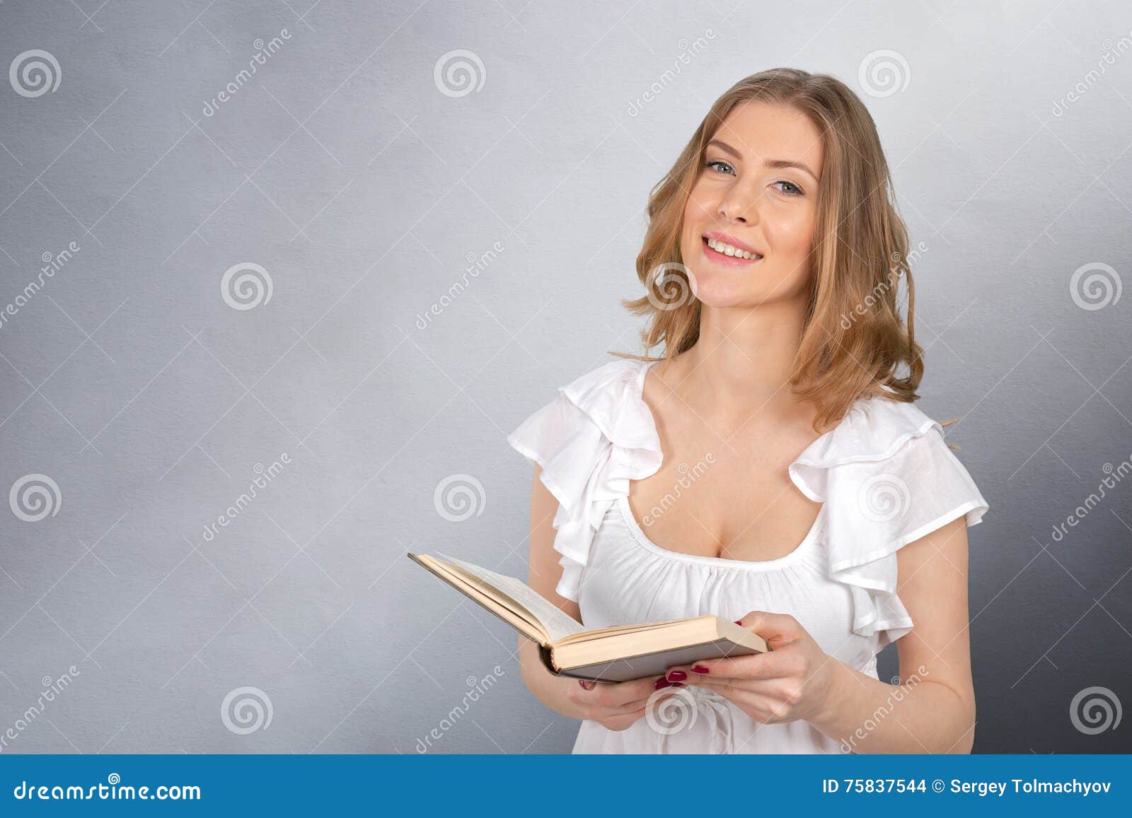 Girl with book isolated stock photo. Image of person - 75837544