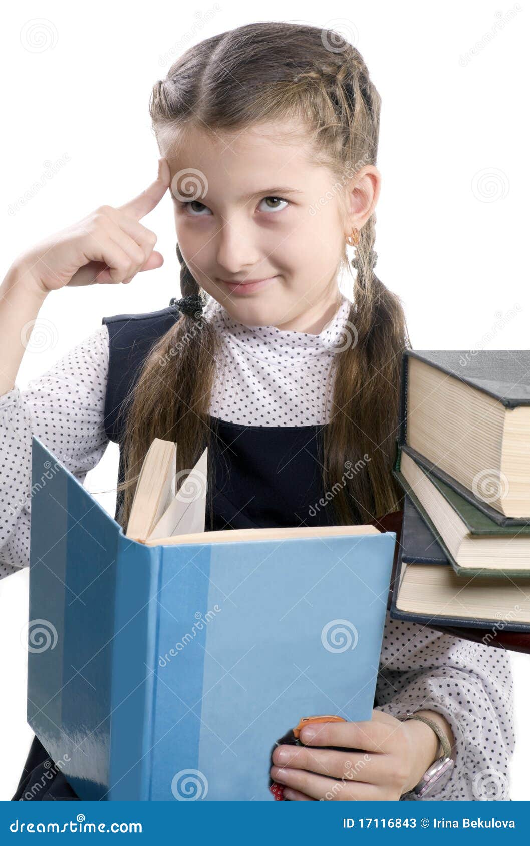 Girl with the book thinks stock image. Image of position - 17116843