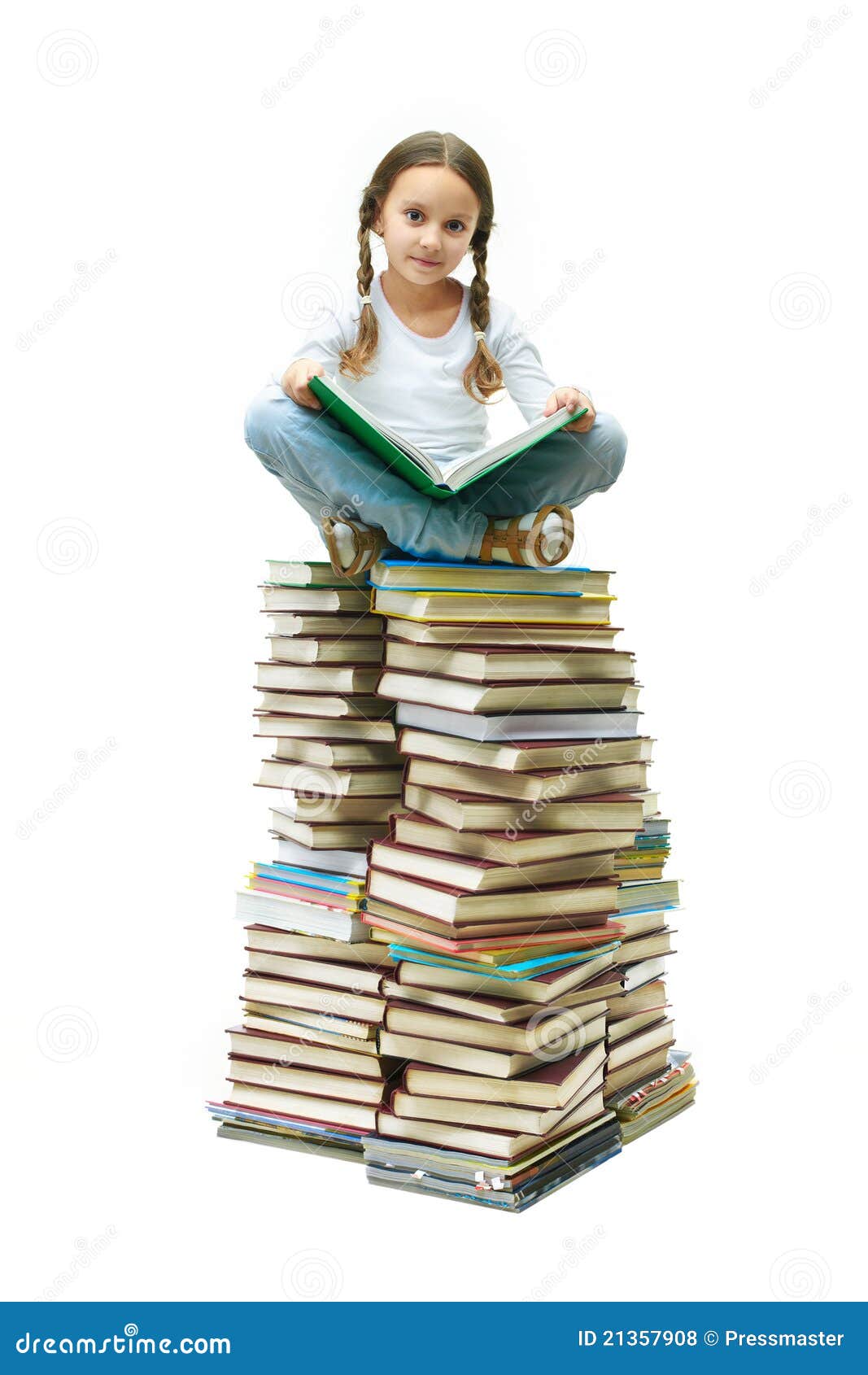 Girl on books stock photo. Image of diligent, assignmant - 21357908