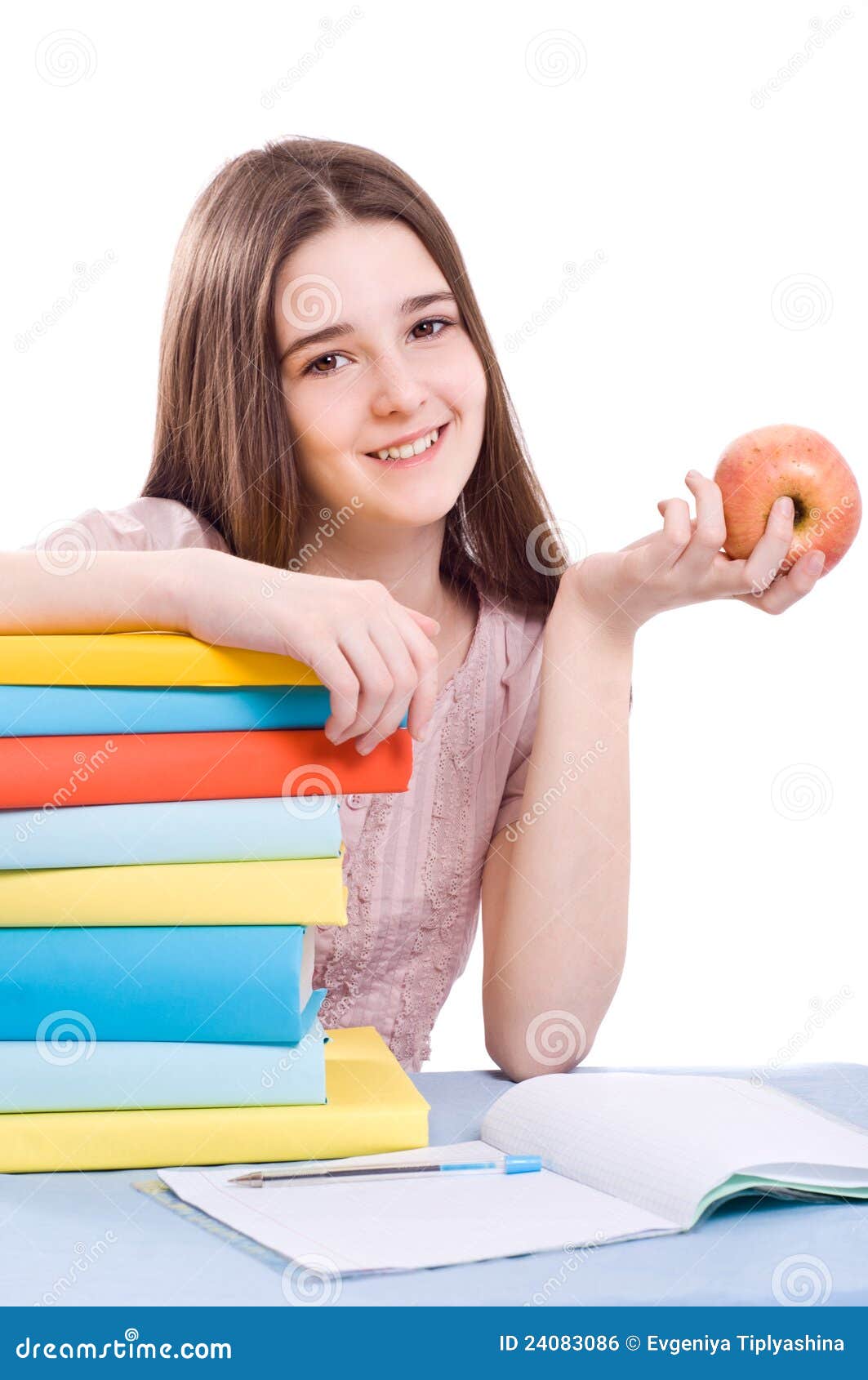 The girl with books stock photo. Image of person, happy - 24083086
