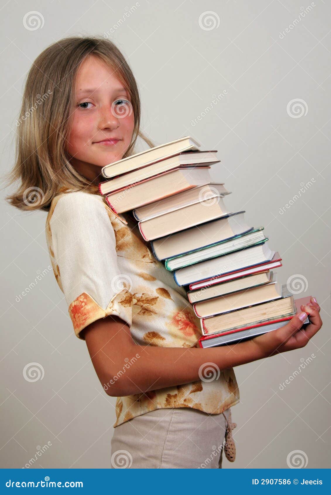 Girl with books stock photo. Image of infant, daughter - 2907586