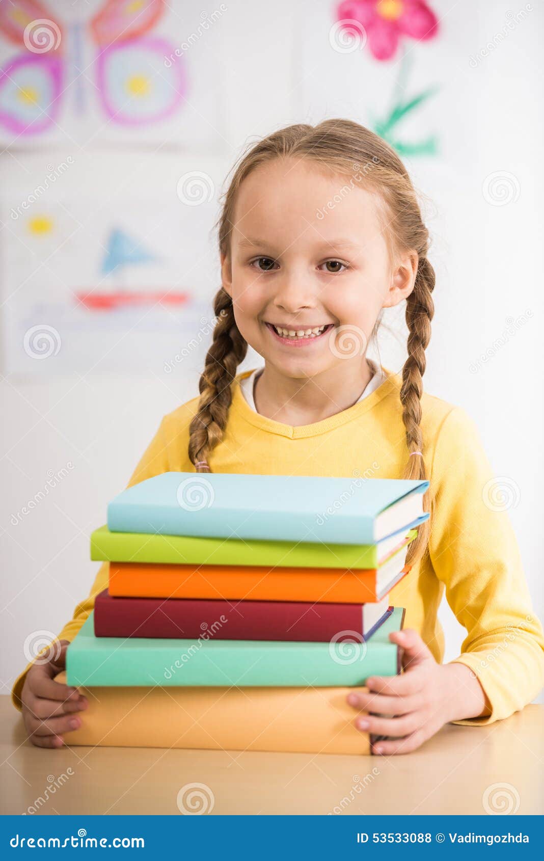 Girl with books stock photo. Image of natural, cute, happy - 53533088