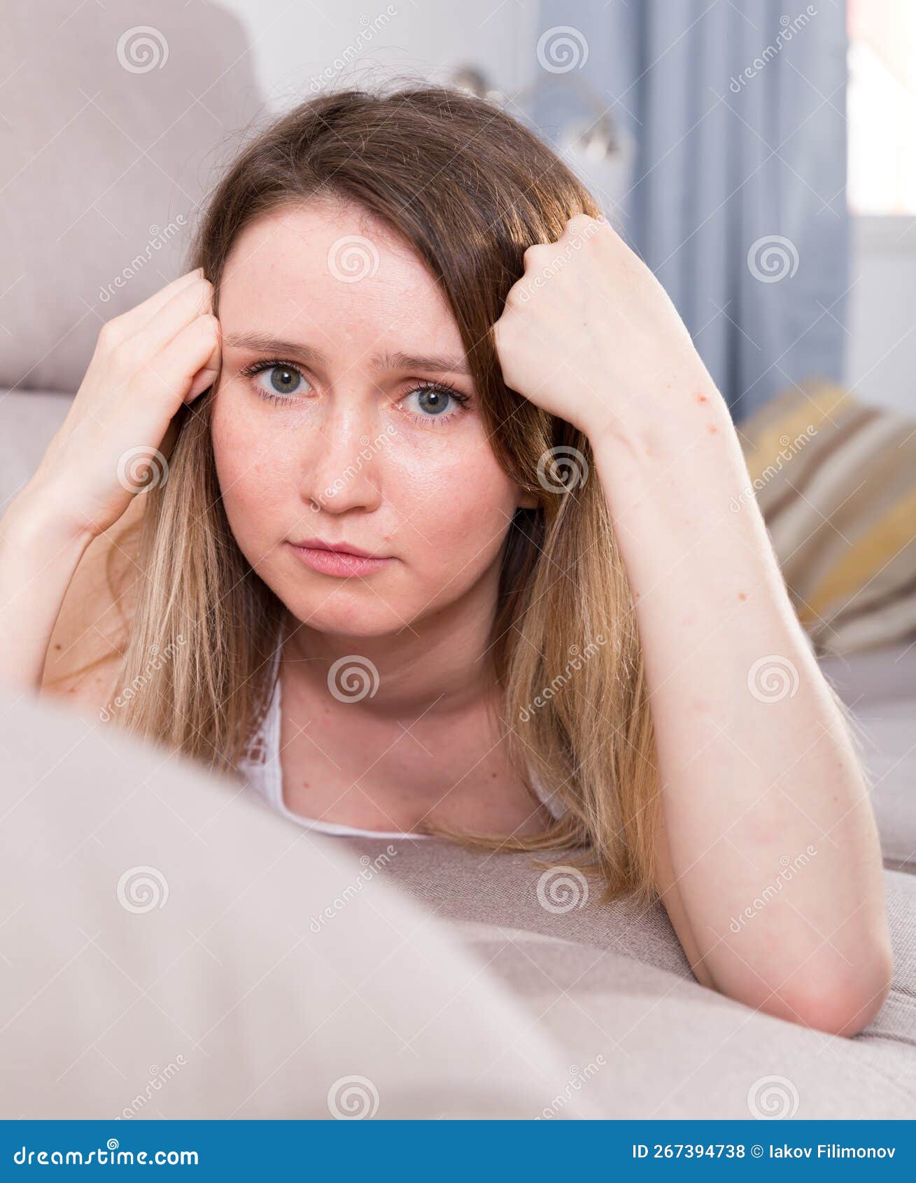Girl is bored at lonely stock photo. Image of problem - 267394738