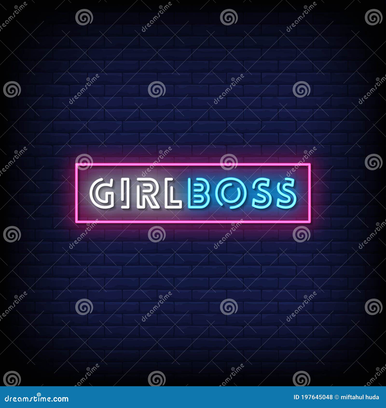 Girl Boss Neon Signs Style Text Vector Stock Vector - Illustration of ...