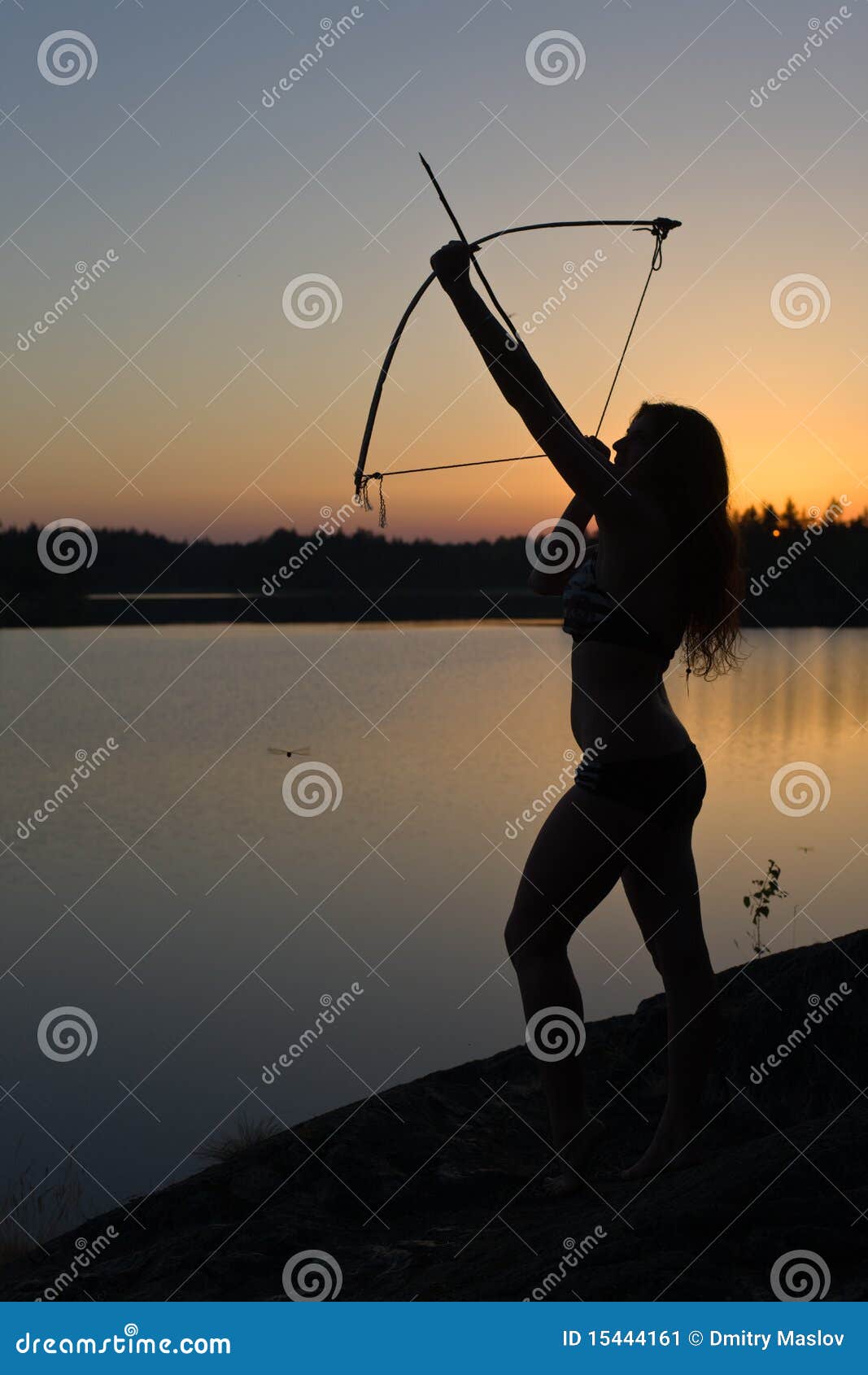 Girl with bow stock image. Image of girls, rock, landscape - 15444161