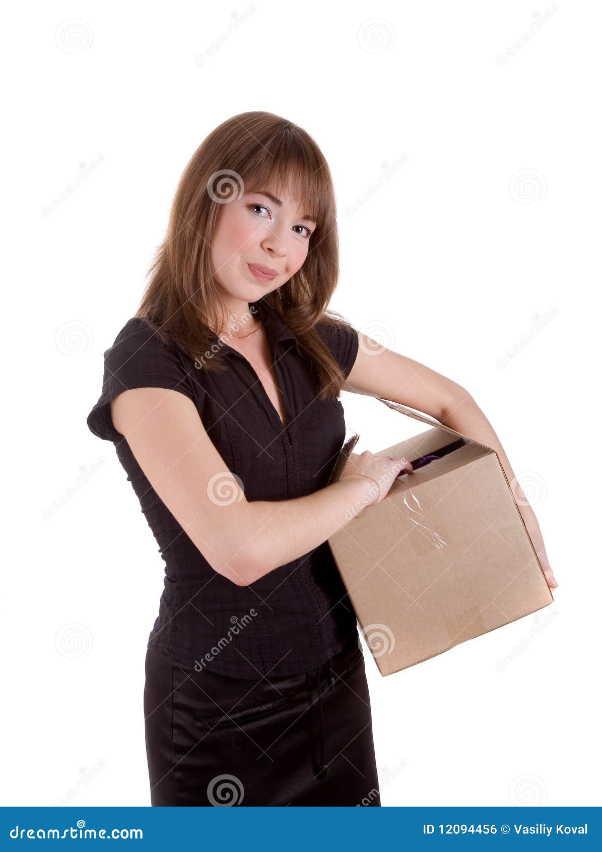 Girl with box stock photo. Image of female, hand, posing - 12094456