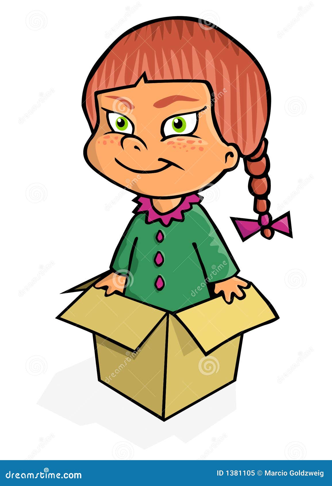 Girl in the box stock illustration. Illustration of girl - 1381105